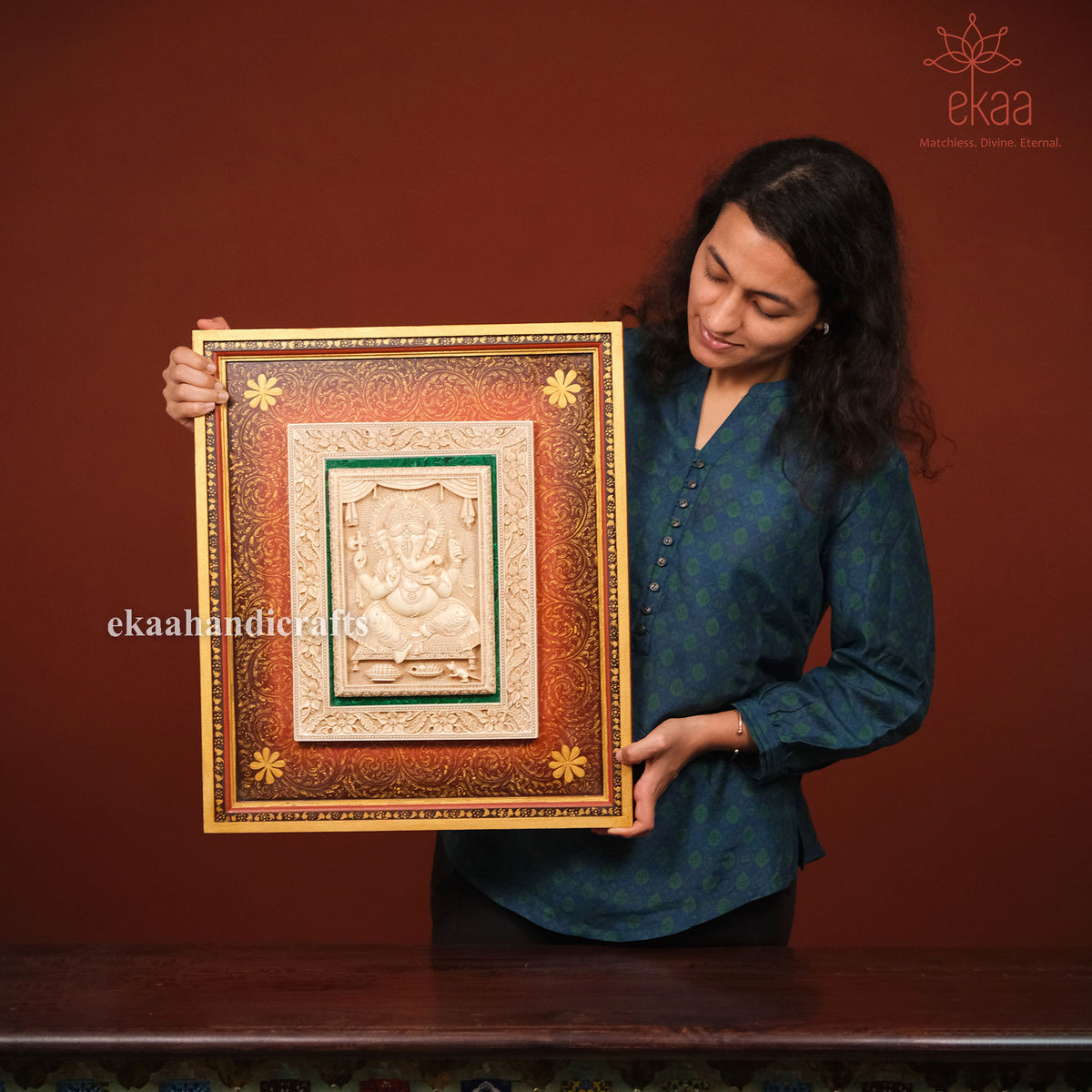 Lord Ganesha Wall Hanging with Hand Painted Pichwai Frame – Ekaa ...