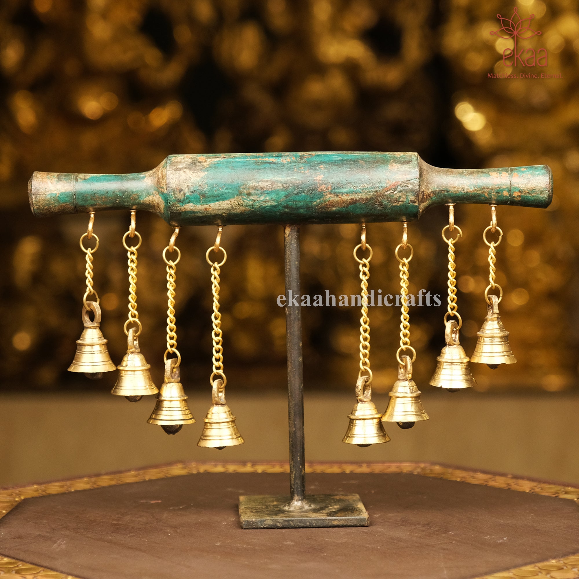 Wooden Handcrafted Belan on Stand with bells for Home Decor – Ekaa ...