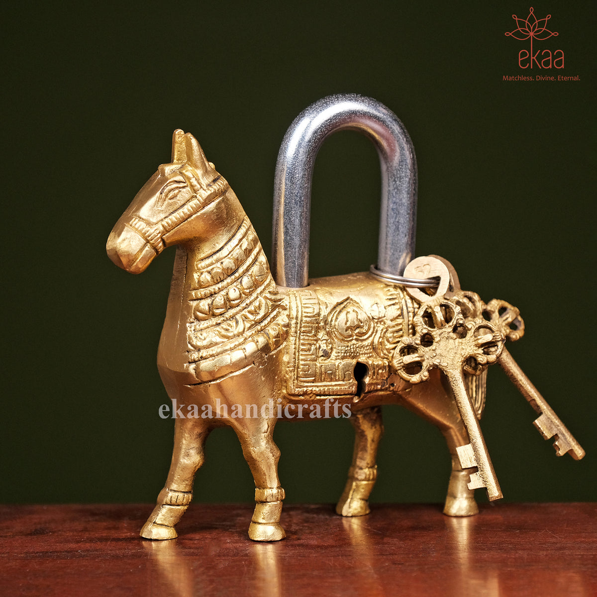 Brass Horse Lock with keys – Ekaa Handicrafts
