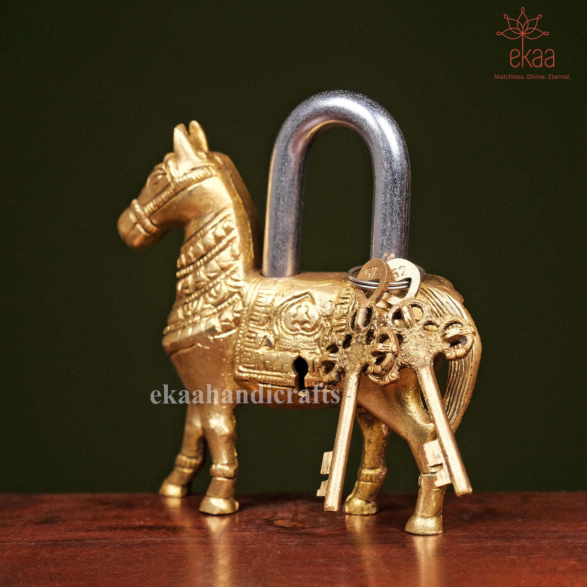 Brass Horse Lock with keys – Ekaa Handicrafts
