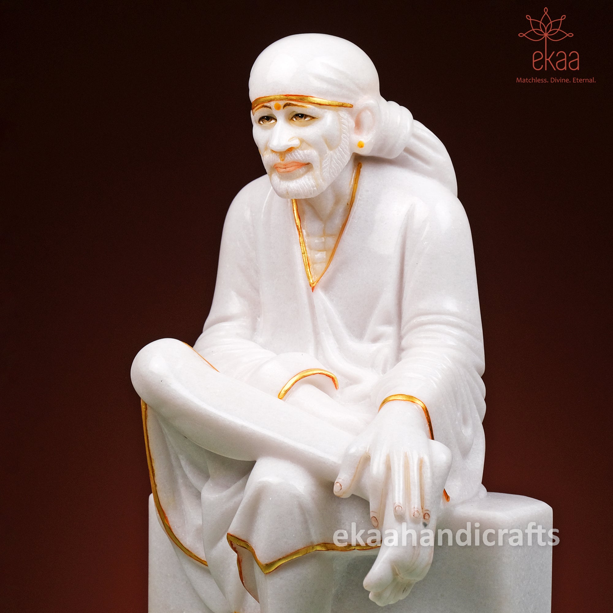 18" Shirdi Sai Baba Idol in Pure Marble – Ekaa Handicrafts