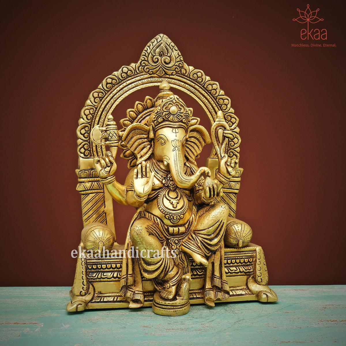 Lord Ganesha Statue on Sinhasan for Temple Pooja Ganesha Idol Brass ...
