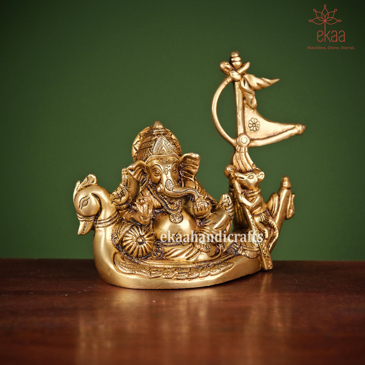 Lord Ganesha Statue in Brass on Swan – Ekaa Handicrafts